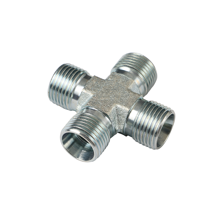 Metric Hydraulic Male Adapters Cross Pipe Fitting