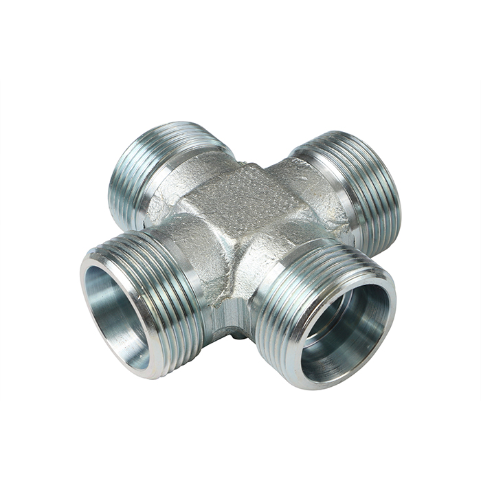Metric Hydraulic Male Adapters Cross Pipe Fitting