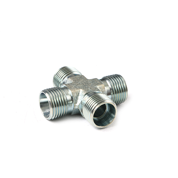 Metric Hydraulic Male Adapters Cross Pipe Fitting