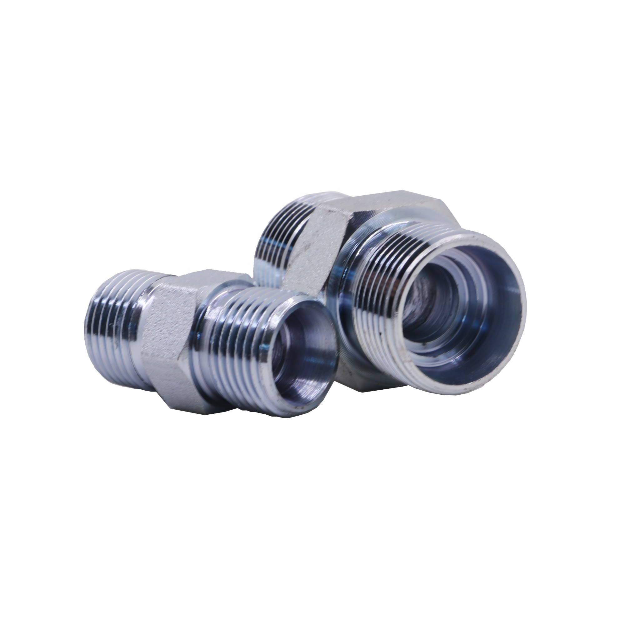Double Metric male threaded zinc plated hydraulic pipe Adapter.